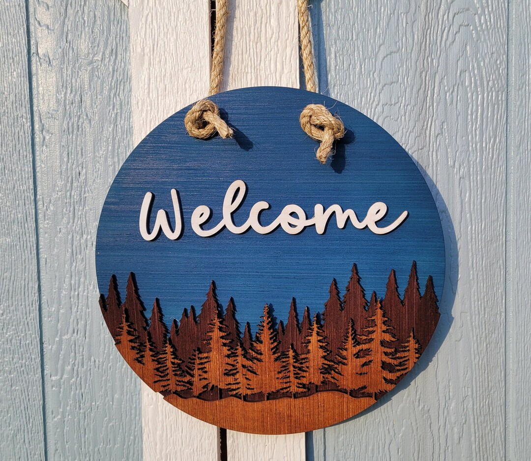 Welcome Forest Door Hanger - Etsy