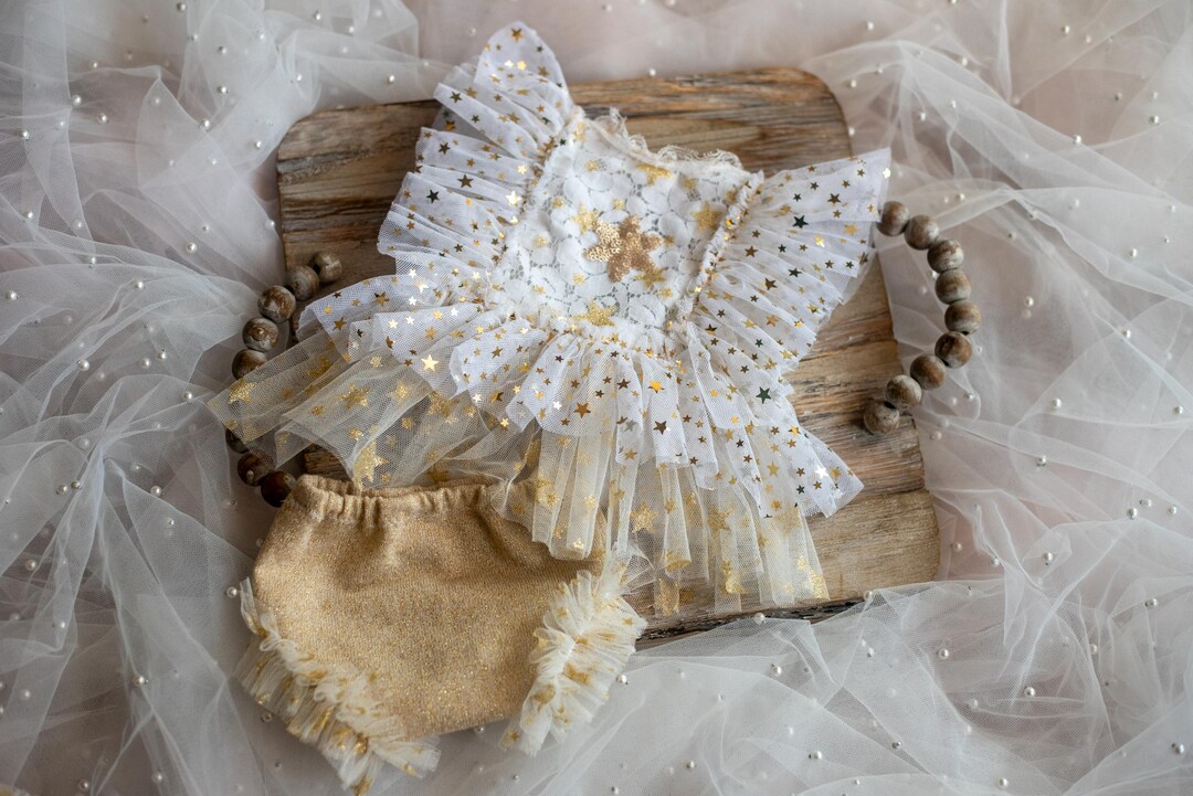 Newborn Gold Stars Set, Baby Girl Set, Gold Stars Tulle Set, Newborn ...