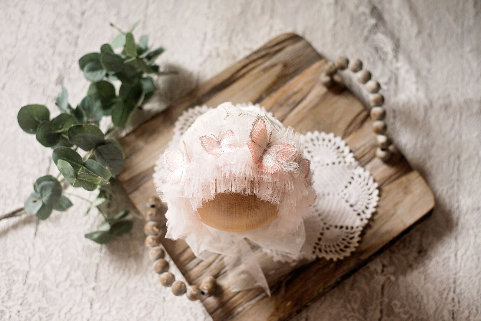 Butterfly Bonnet, Newborn Bonnet, Butterfly, White Bonnet, Baby Girl ...