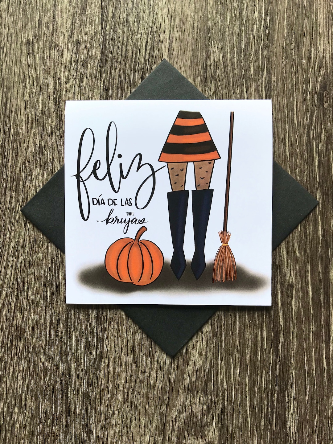 Feliz Día De Las Brujas Happy Halloween Tarjeta En Español Spanish Card ...