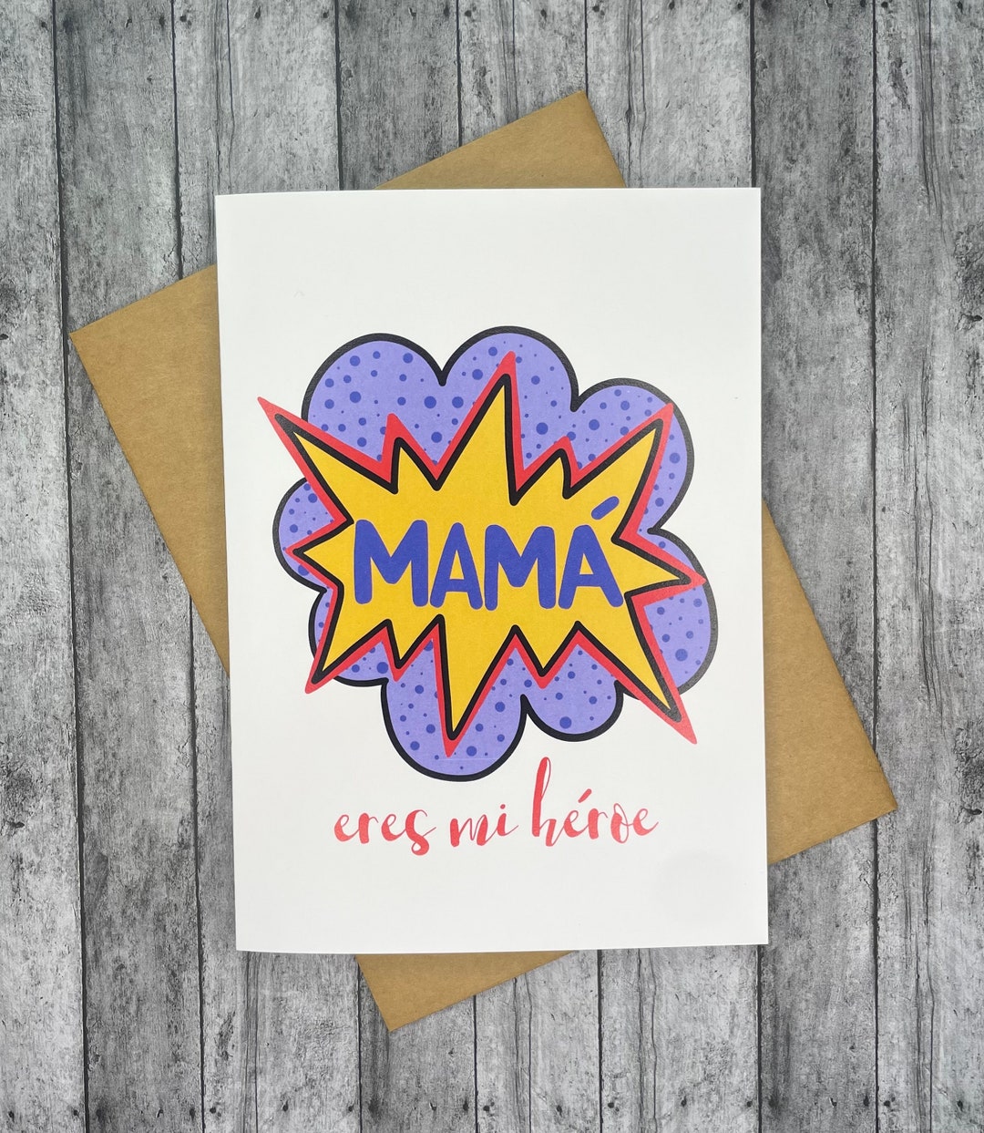 Mamá Eres Mi Héroe, Spanish Mothers Day Card, Tarjeta Para Mama, Dia De ...