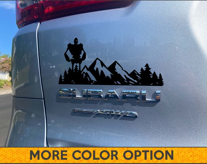 Iron Giant, Trees and Mountain Decal , Car Emblem Graphic, Sticker for ...