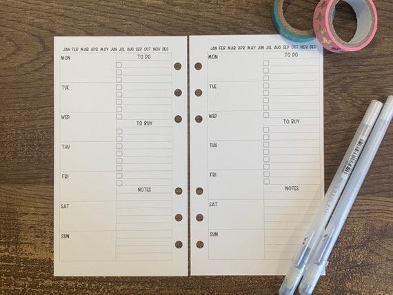 6 Ring Planner Binder Weekly Week on One Page WO1P Lists and - Etsy