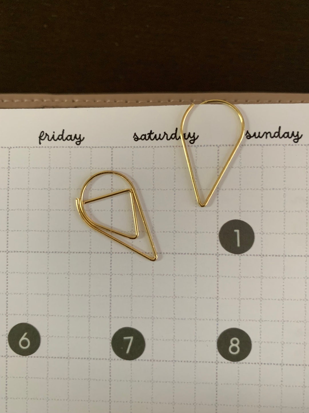 Gold Tear Drop Shaped Paper Clips. 6 Pieces for Your Planner, Journal ...