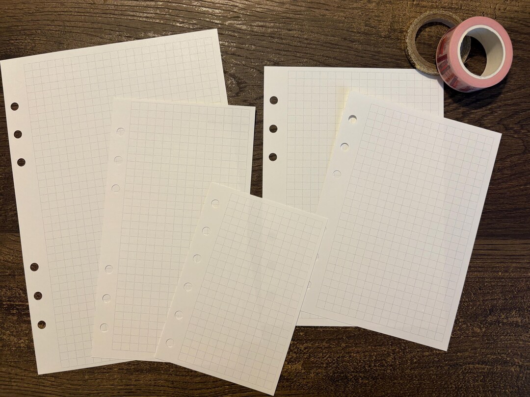 Printed Calendar Journal 5mm Grid Graph Paper Inserts for 6 Ring ...
