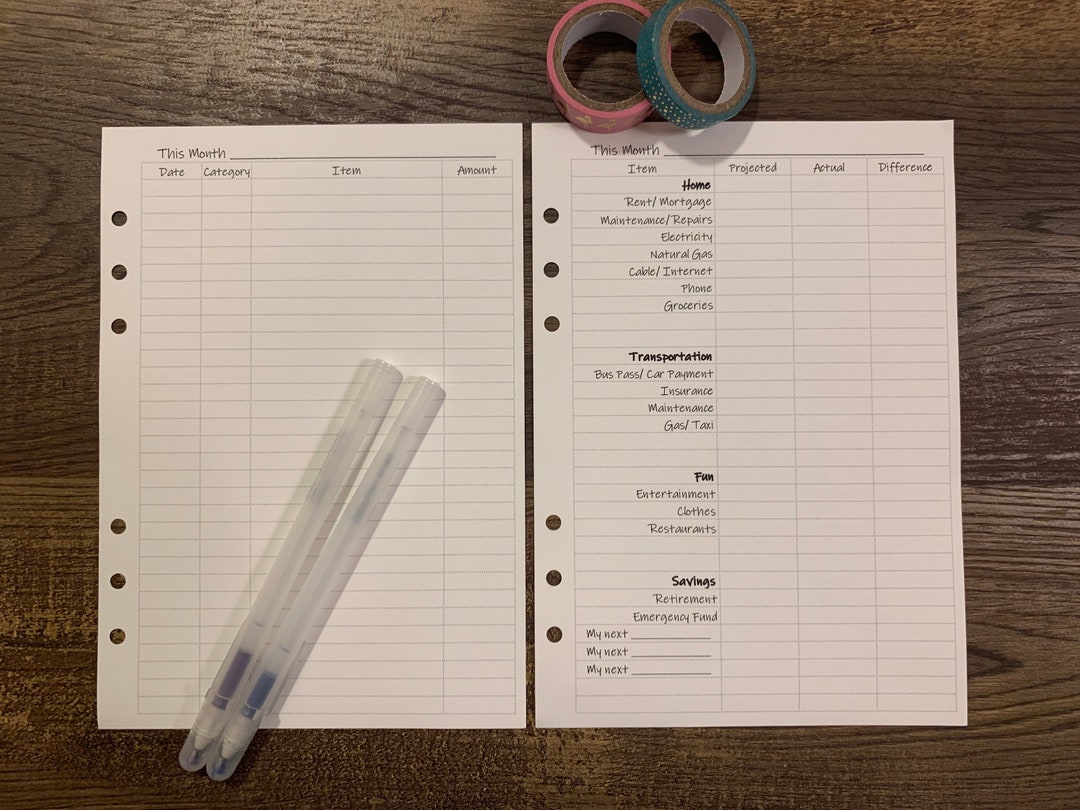 Printed 6 Ring Planner Customizable Budgeting Monthly Budget and ...