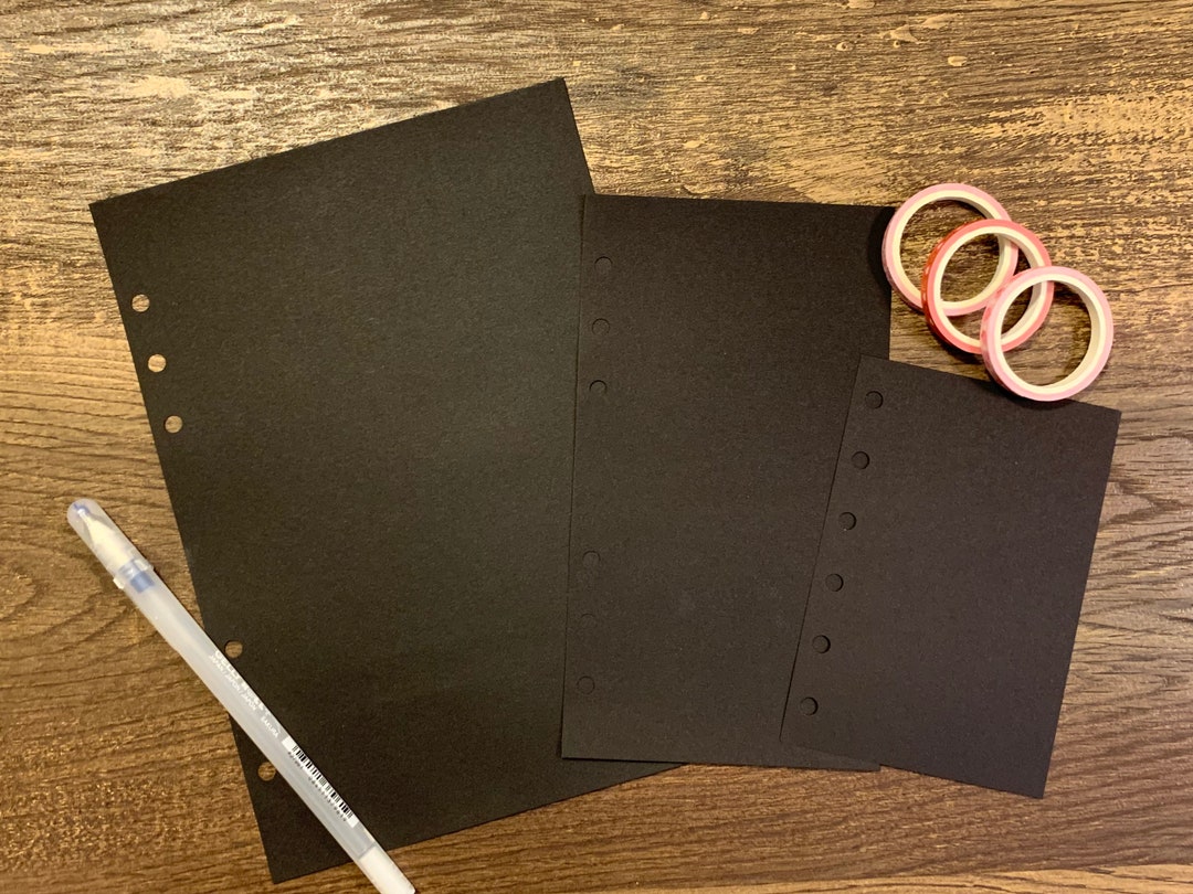 6 Ring Planner Binder Black 24lb Paper Inserts 30 Sheets. Gel Pen ...