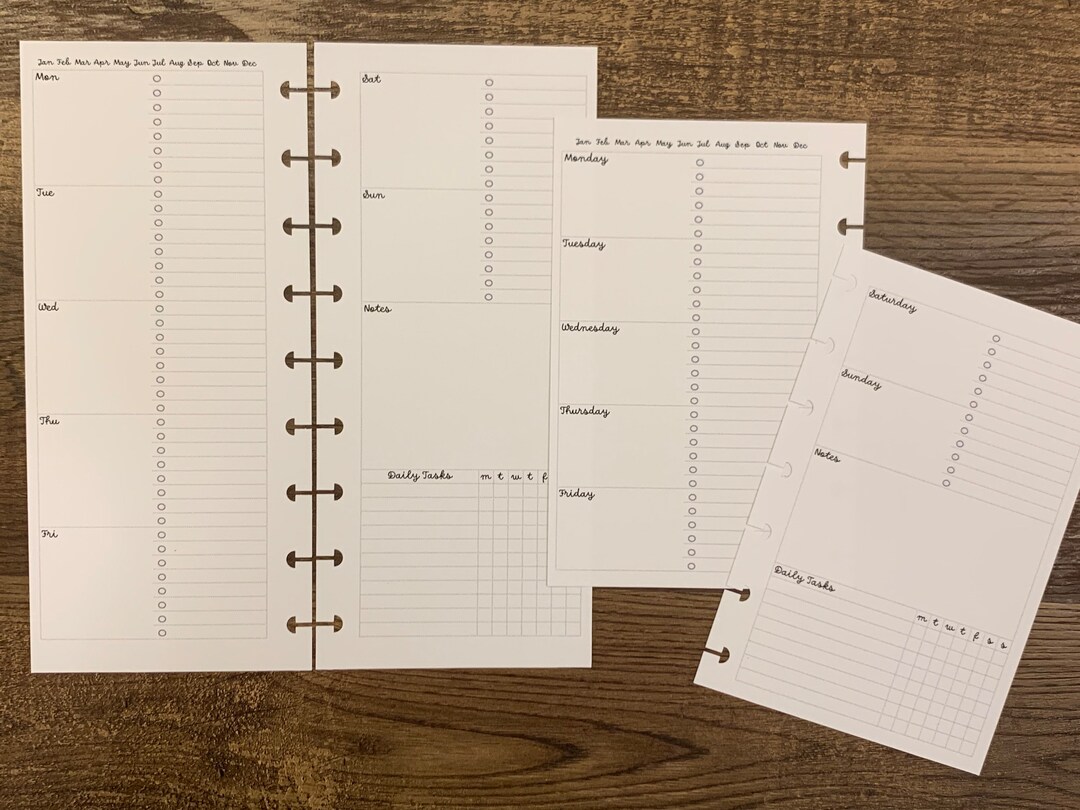 HP Arc Tul Disc Planner Mushroom Hole Horizontal Weekly Week on Two ...