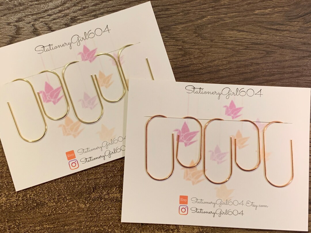 Large Jumbo Gold and Rose Gold Paper Clips. 5 Pieces for Your Planner ...