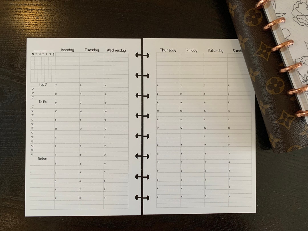 HP Tul Disc Planner Mushroom Hole Undated Vertical Lined Weekly Week on ...