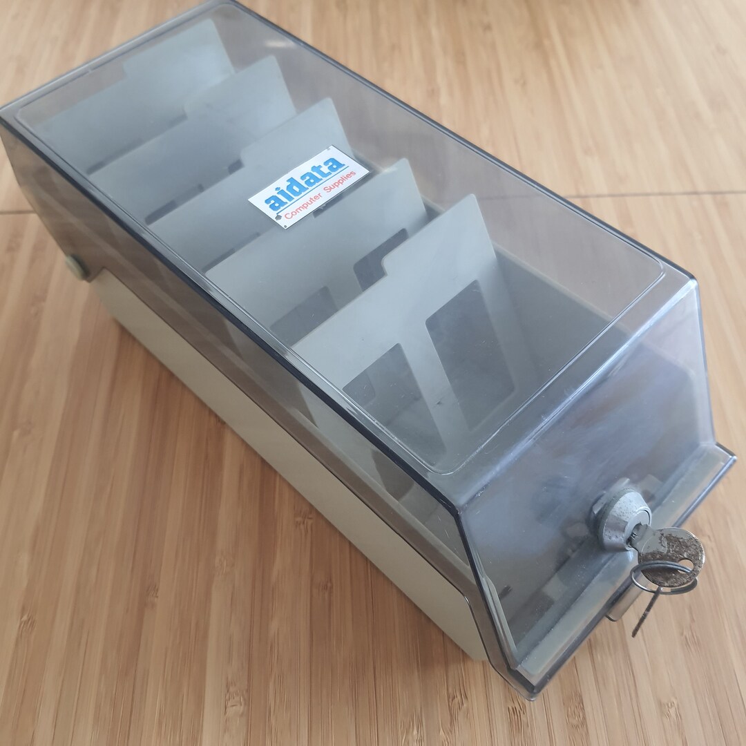 Vintage Office Data Floppy Disk Box With Key Diskette Filing Box ...