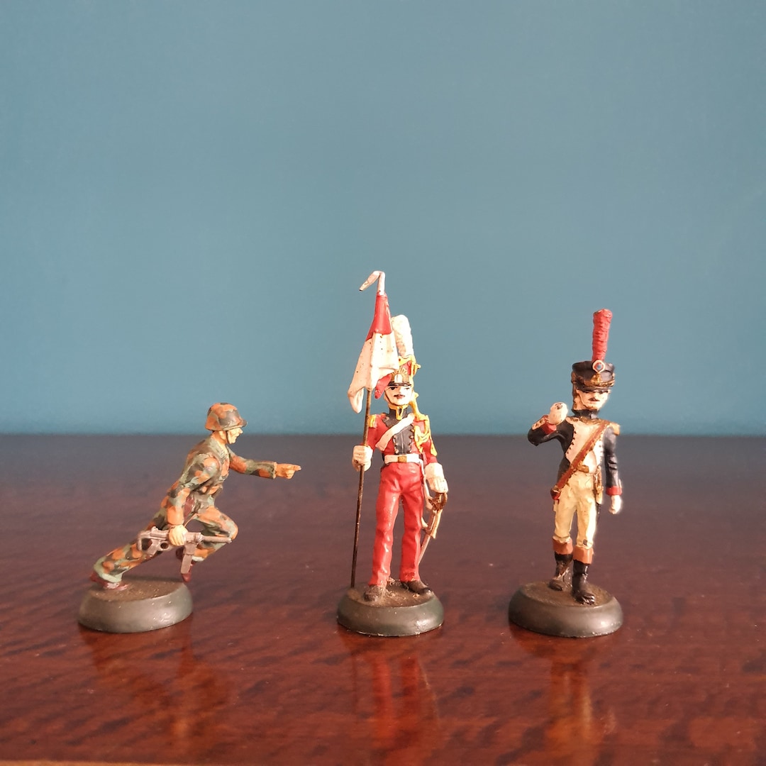 Vintage Antique Set of 3 Tin Soldiers Miniatures Almirall Palou - Etsy