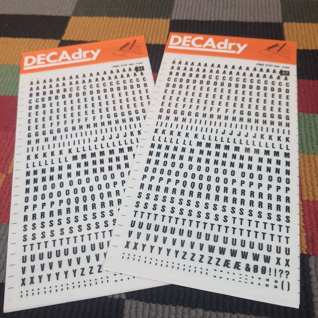 Lot of 2 Dry Transfer Sheets Number 51 Letraset Rub on Letters ...