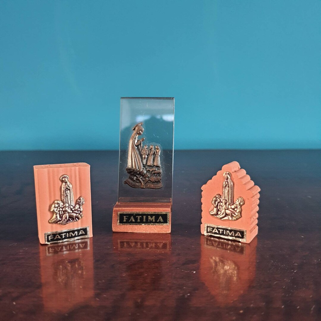3x Vintage Fatima Souvenir Our Lady of Fatima Virgin Mary Religious ...