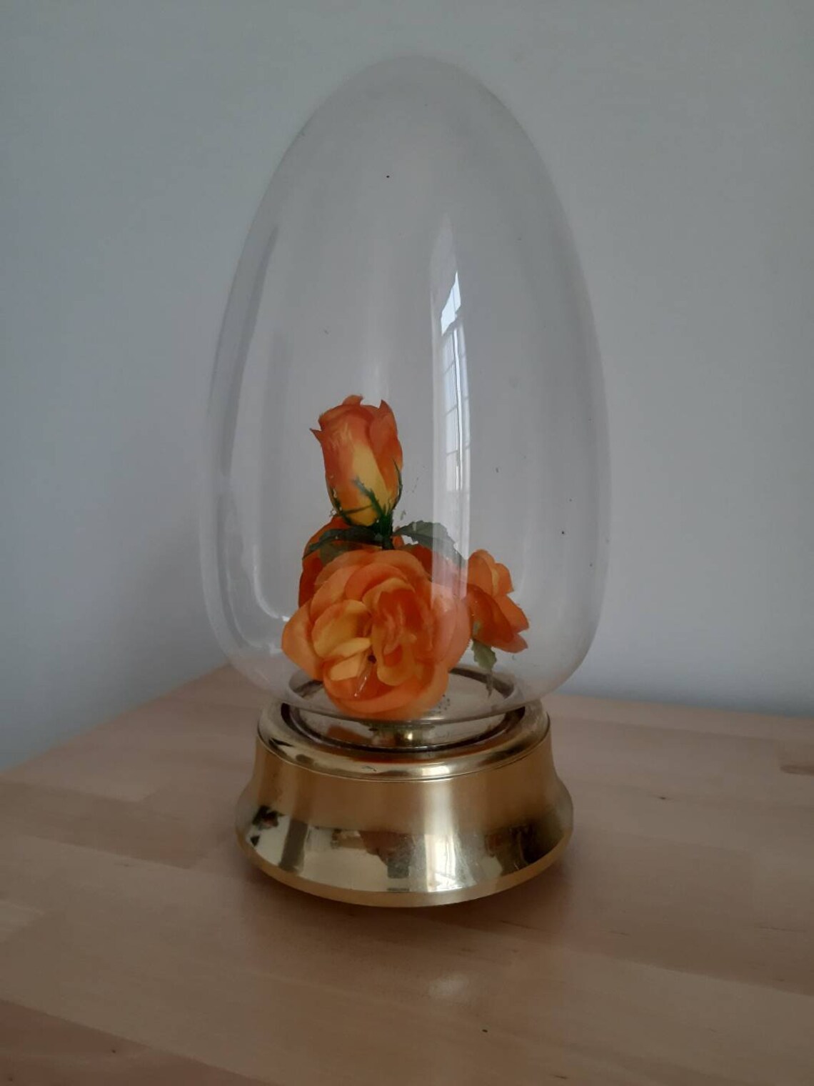 Vintage music box rotating dome rosarium roses | Etsy
