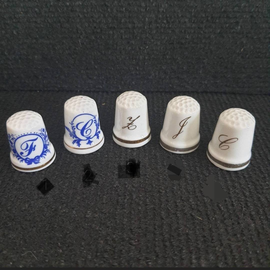 5x Vintage Collectible Porcelain Thimbles Letters Thimble Set of 5 - Etsy