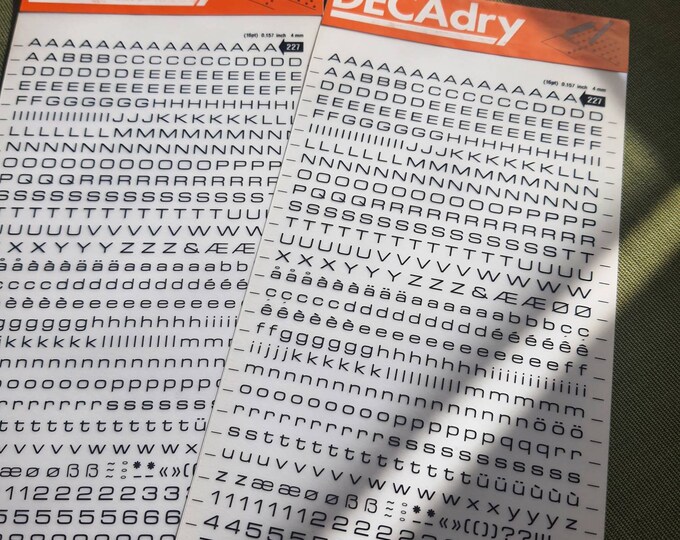 Lot of 2 Dry Transfer Sheets Font Number 227 Letraset Rub on Letters ...