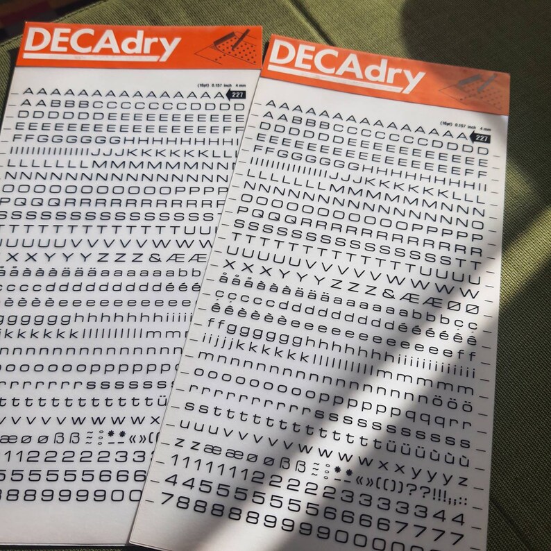 Lot of 2 Dry Transfer Sheets Font Number 227 Letraset Rub on - Etsy