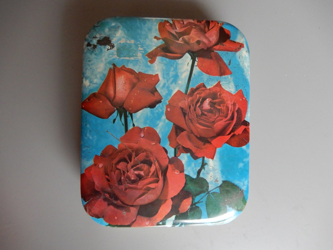 Vintage Old Red Roses Tin Heller Tin Box Candy Chocolate - Etsy