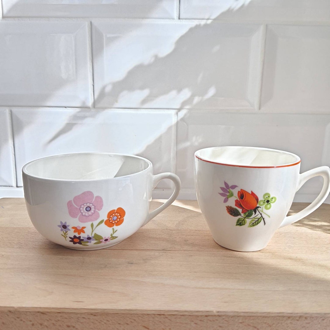 Vintage Mid Century Faience Tea Cups Mugs Coffee Cups by CESOL Made in ...