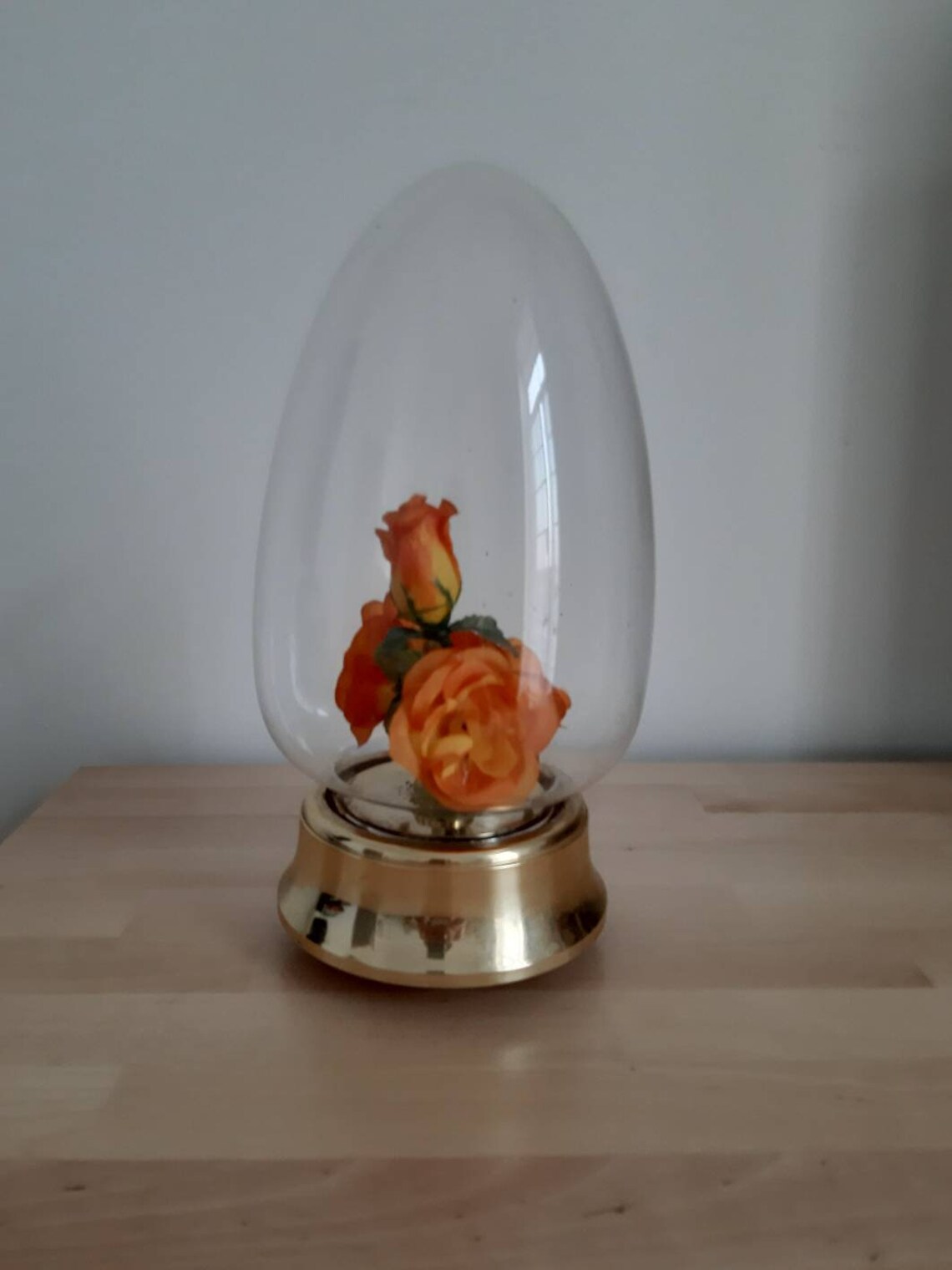 Vintage music box rotating dome rosarium roses | Etsy