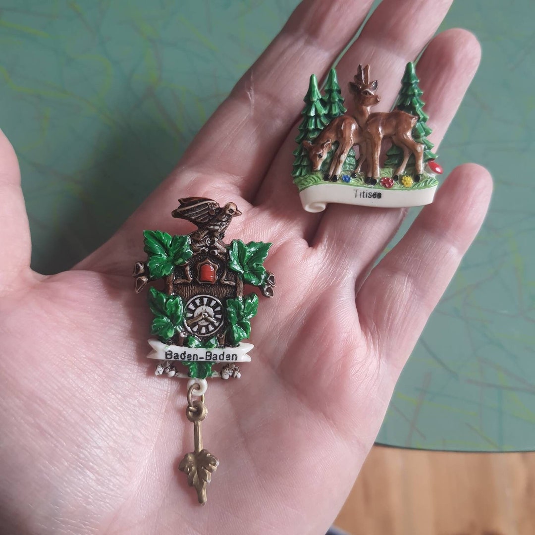 Vintage German Brooch Pin Pins Cuckoo Clock Deer Deers Bambi Bakelite ...