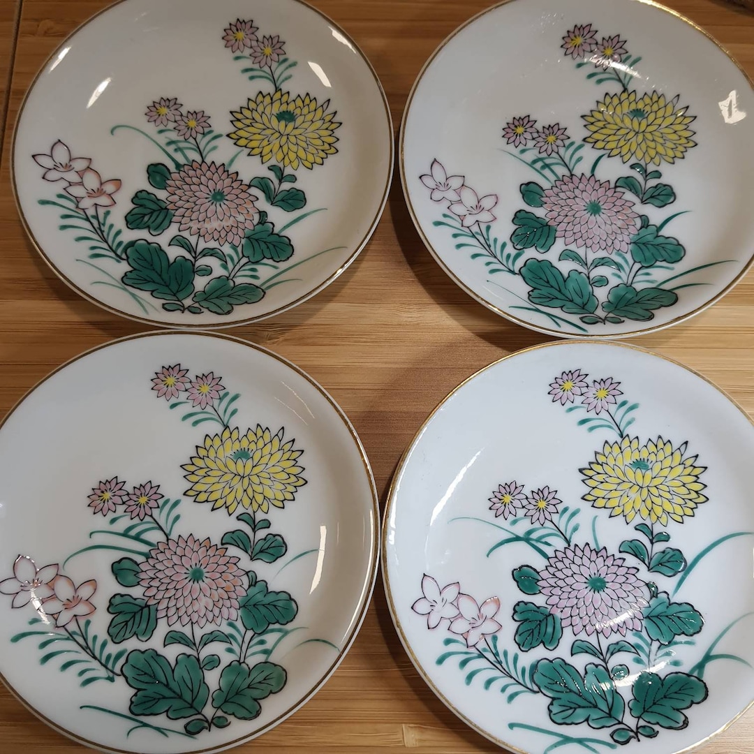 Vintage Japanese Porcelain Small Plates Hand Painted - Etsy