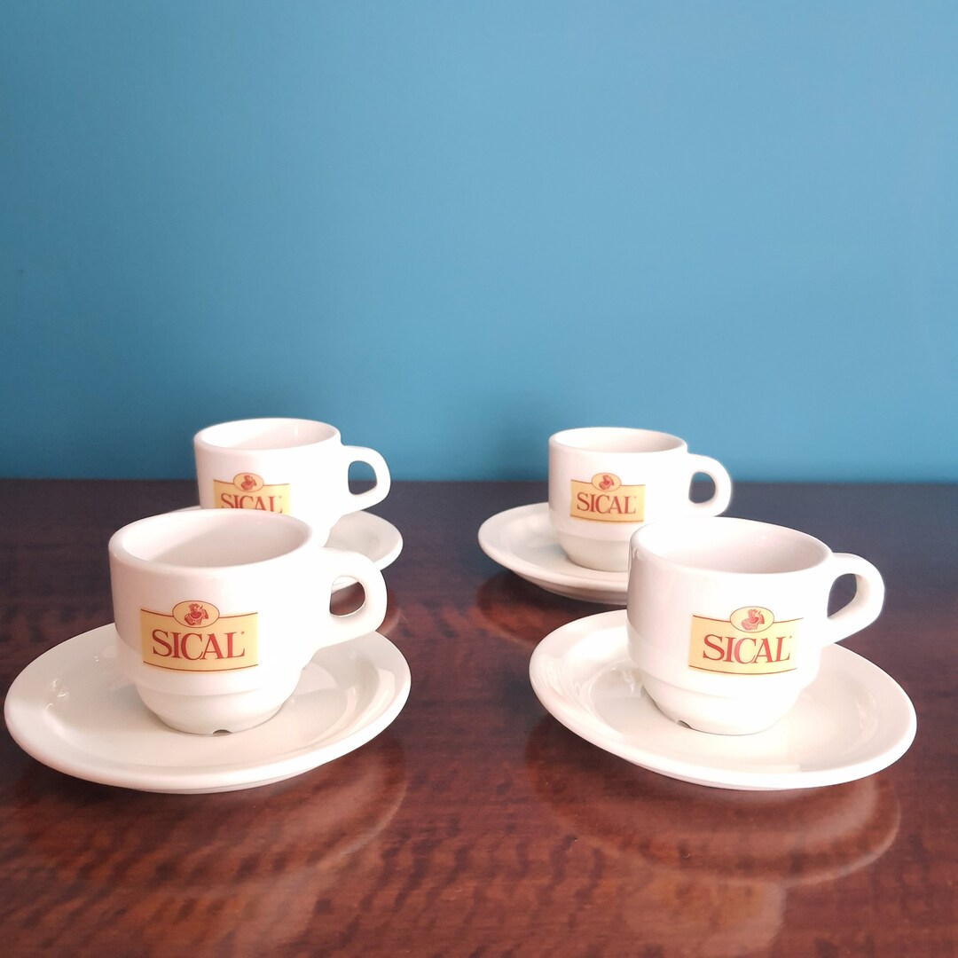 4 X Vintage Collectible Espresso Coffee Cups and Saucers Porcelain ...