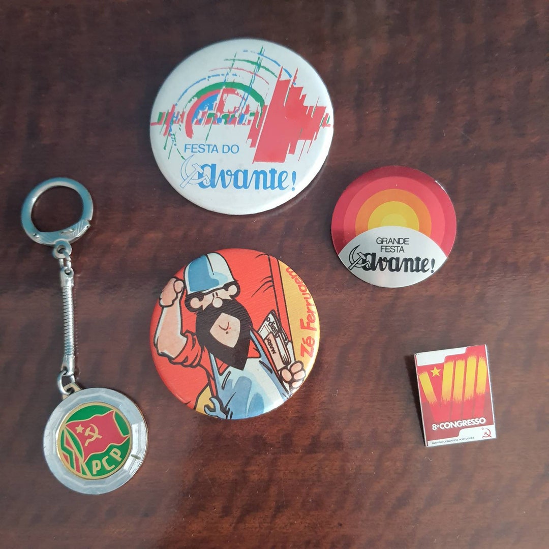 Vintage Portuguese Communist Party Badges Pins Set With Keychain Lot ...