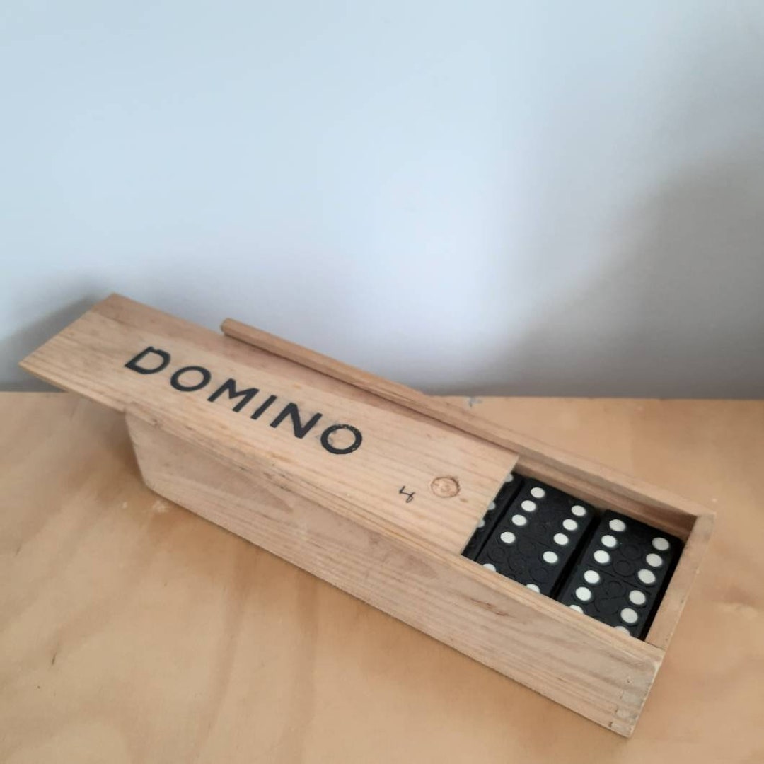 Vintage Set of Domino Game Wooden Box, Dominoes, Complete With 28 ...