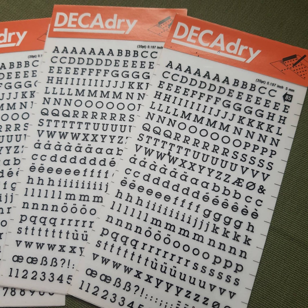 Lot of 3 or 2 Dry Transfer Sheets Font Number 85 Letraset Rub on ...