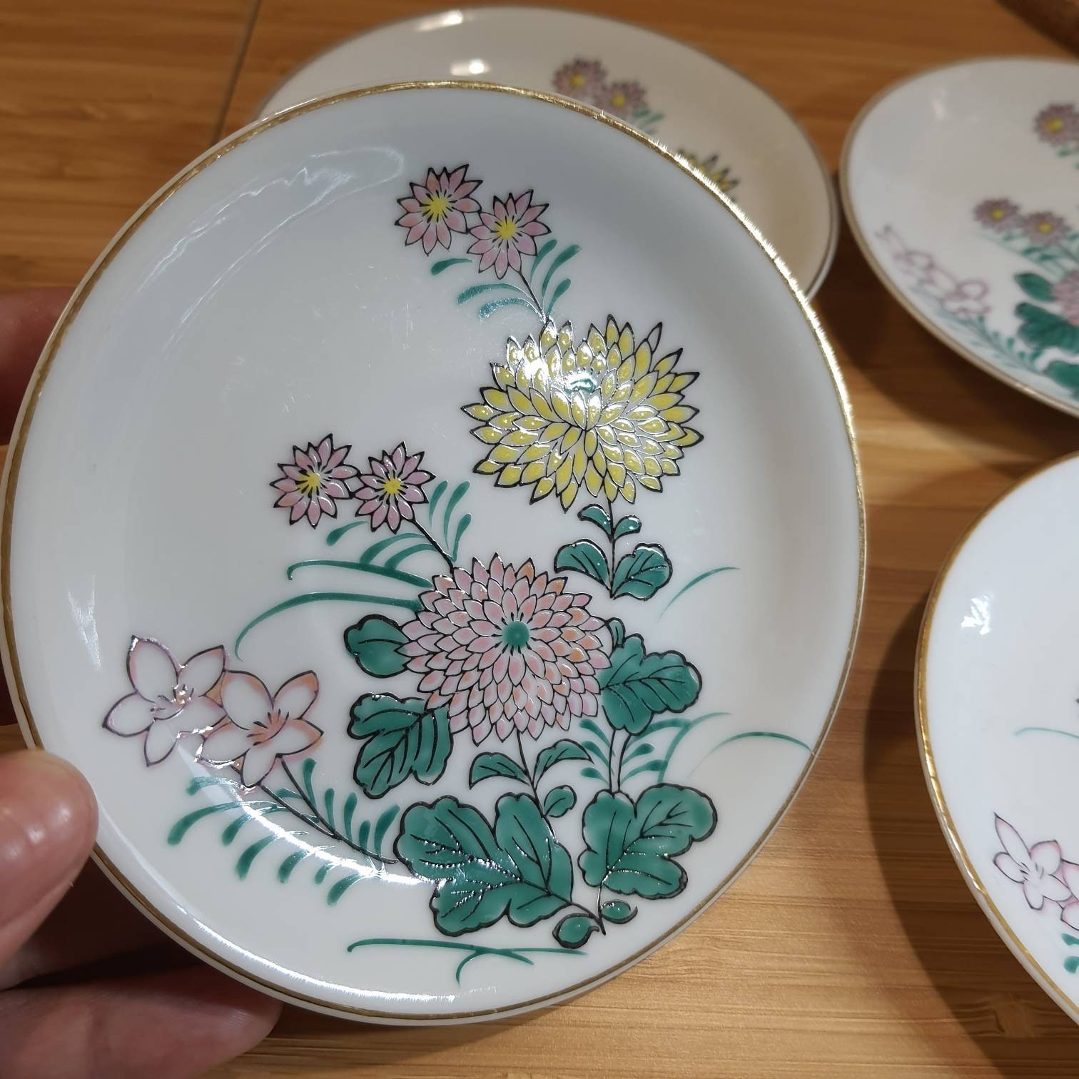 Vintage japanese porcelain small plates hand painted | Etsy