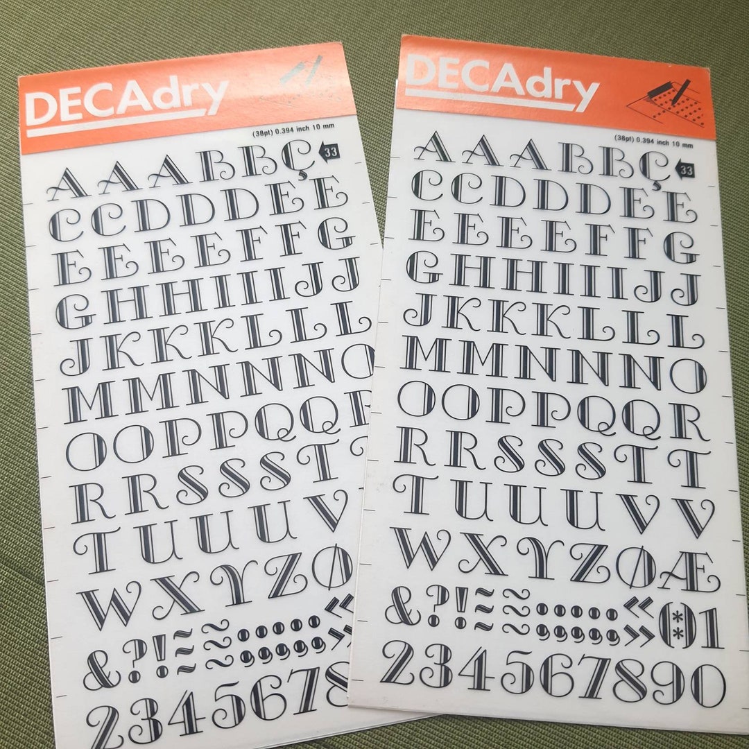 Lot of 2 Dry Transfer Sheets Font Number 33 Letraset Rub on Letters ...