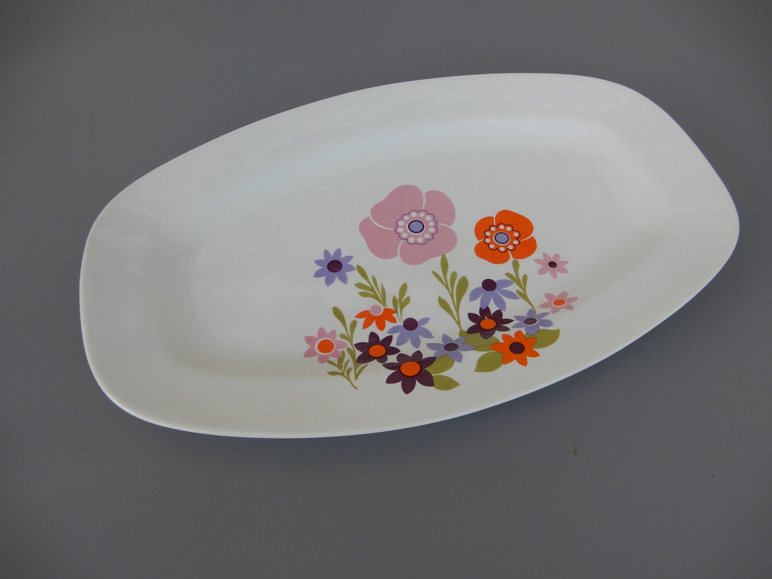 Vintage 1960s 60s Ceramic Big Serving Dish Tray Platter Floral - Etsy