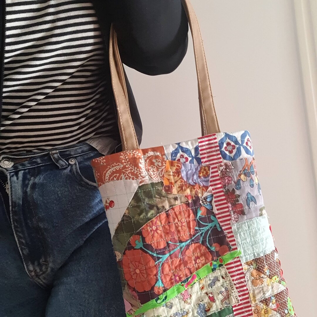 Handmade Scrappy Quilted Handbag Patchwork Eco Bag Small Tote Bag Zero ...
