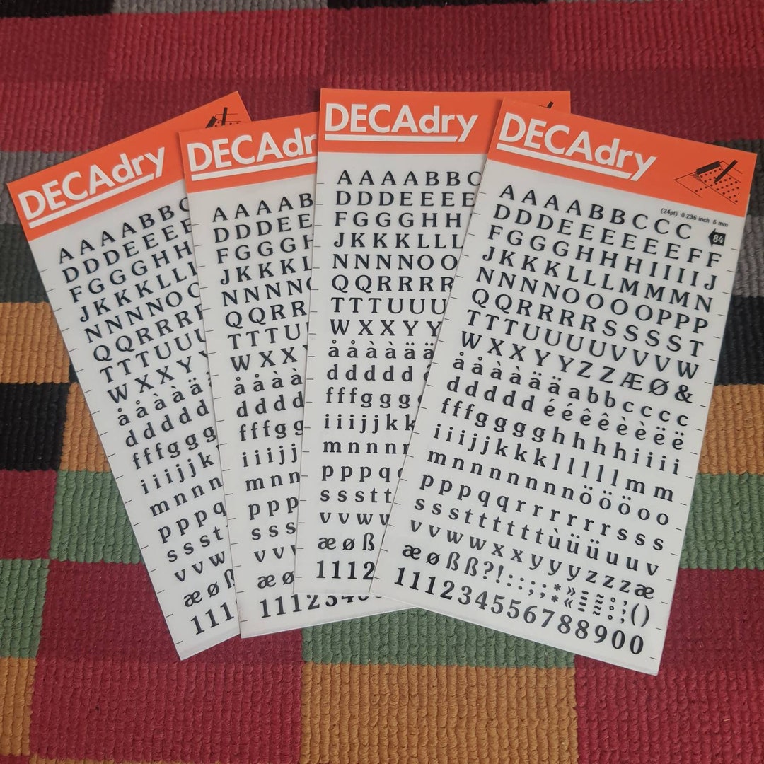 Lot of 4 Dry Transfer Sheets, Letraset Rub on Letters, Mecanorma Alfac ...