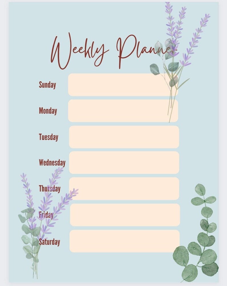 Printable Lavender Weekly Planner - Etsy