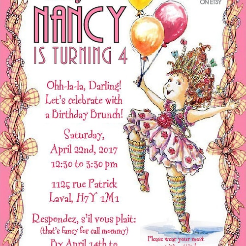 Fancy Nancy Birthday Invitation - Etsy