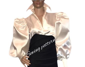 Puffy Top Sewing Pattern With Wide Organza Sleeves in Sizes XS, S, M, L ...