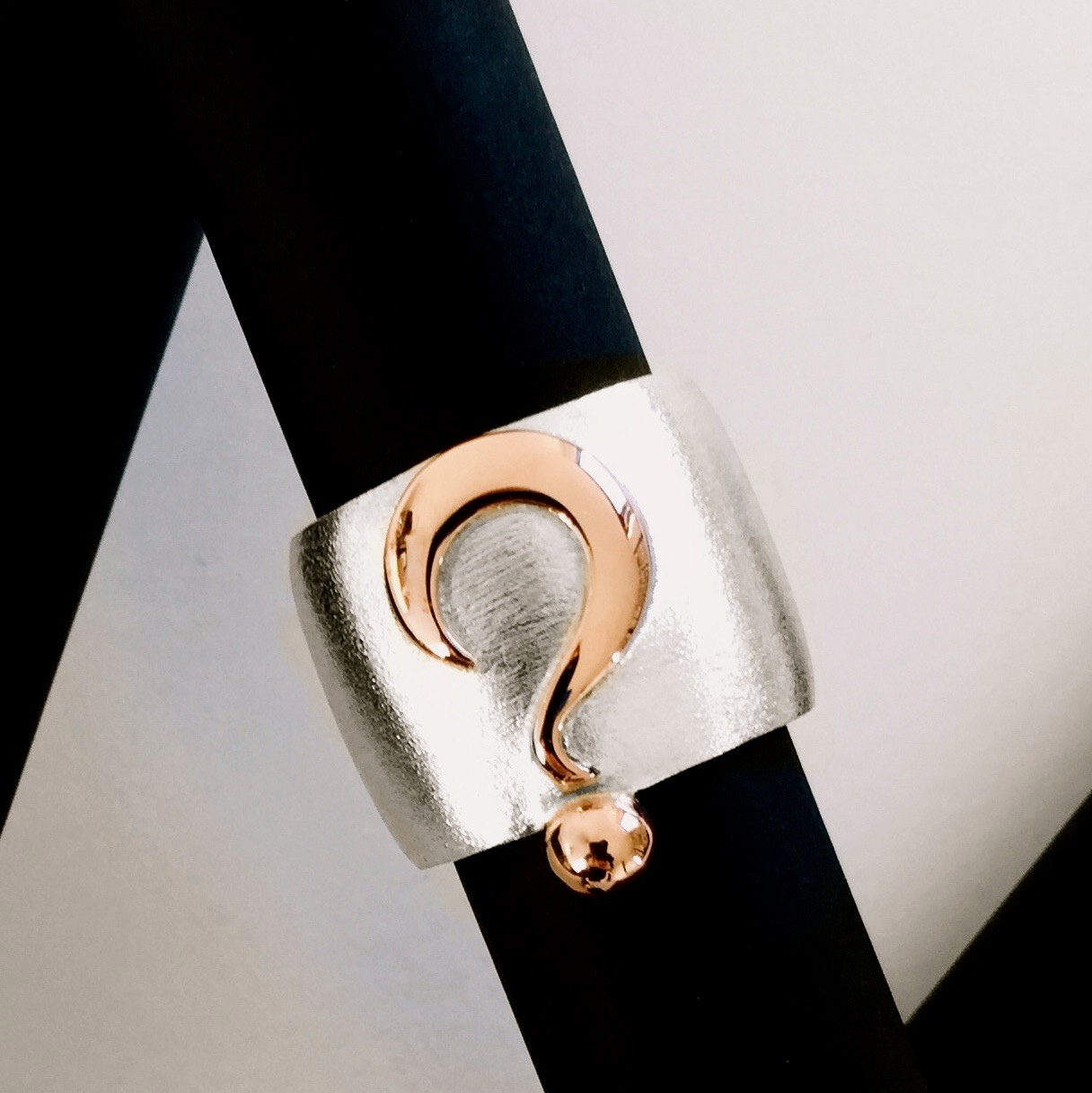 Funky Sterling Silver Rose Gold Question Mark Ring. Funky - Etsy