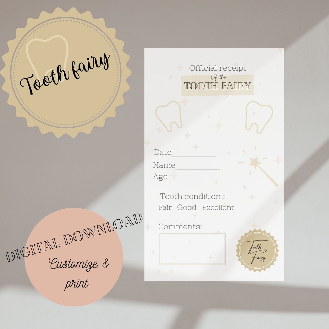 Printable Tooth Fairy Receipt Official Receipt From the Tooth Fairy ...