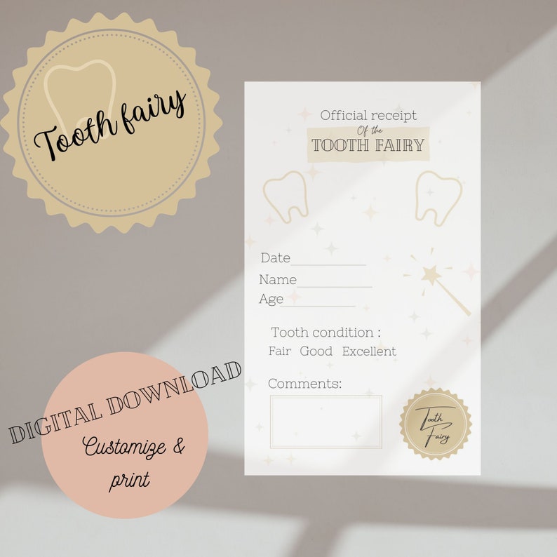 Printable Tooth Fairy Receipt Official Receipt From the Tooth Fairy ...