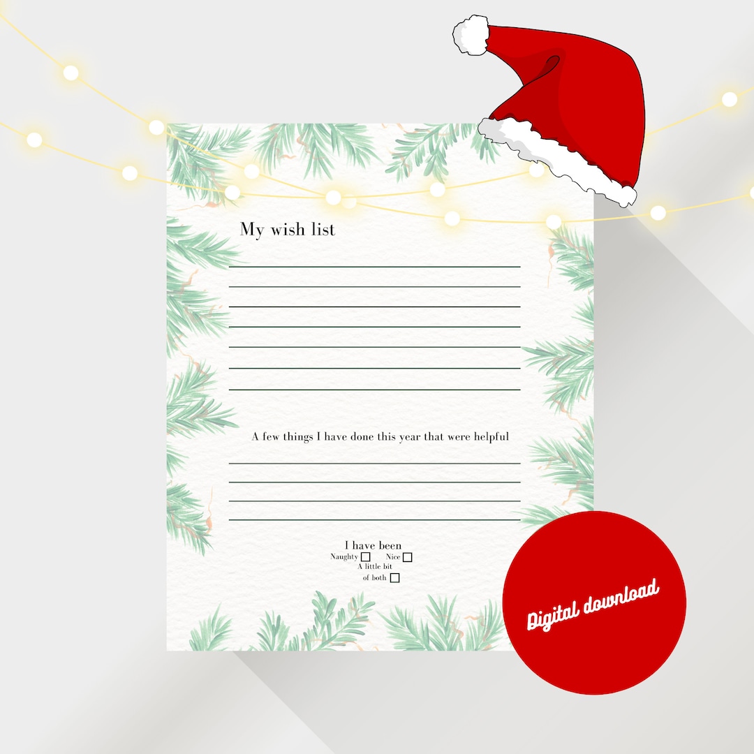 Letter to Santa, Printable Letter to Santa With Wish List - Etsy