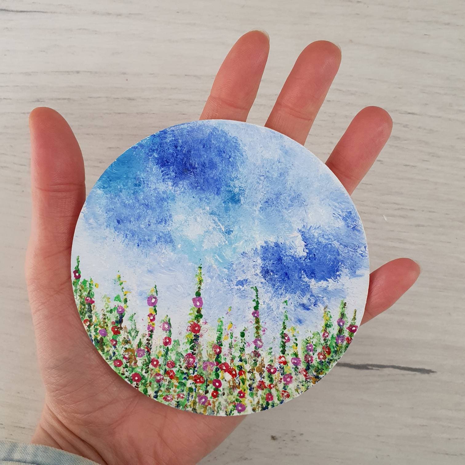 Wooden Magnet | Original Painting on Wooden Circle | Hand Painted ...
