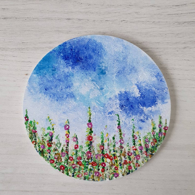 Wooden Magnet | Original Painting on Wooden Circle | Hand Painted ...