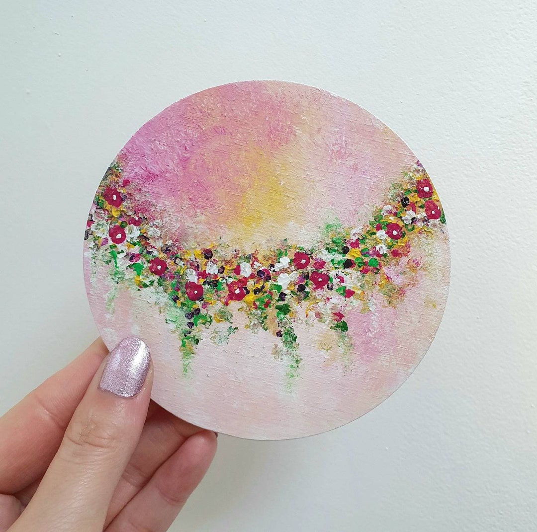 Wooden Magnet | Original Painting on Wooden Circle | Hand Painted ...