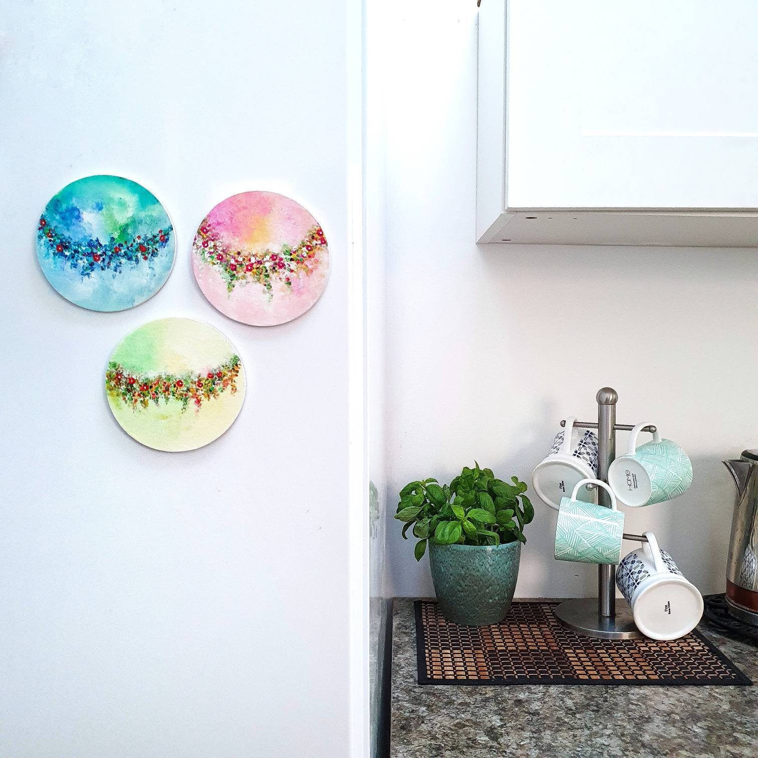 Wooden Magnet Original Painting on Wooden Circle Hand Painted Magnet ...