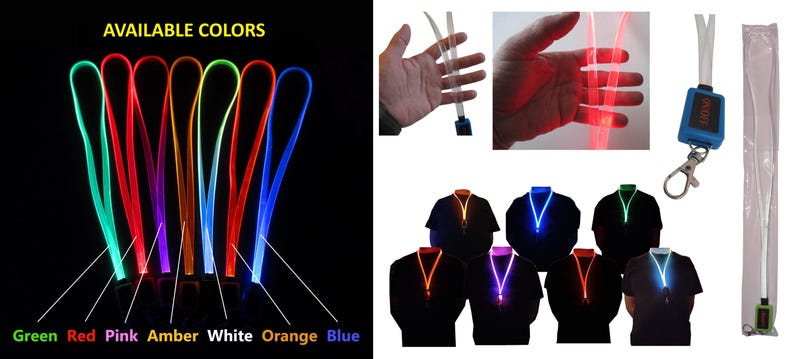LED Fiber Optic Lanyard 2-pack: Flashing Light Badge Holder - Etsy
