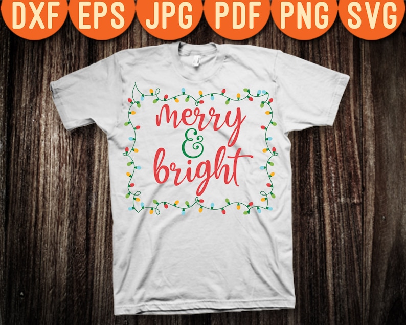 Merry & Bright Christmas Lights Merry Xmas Happy Holidays SVG - Etsy
