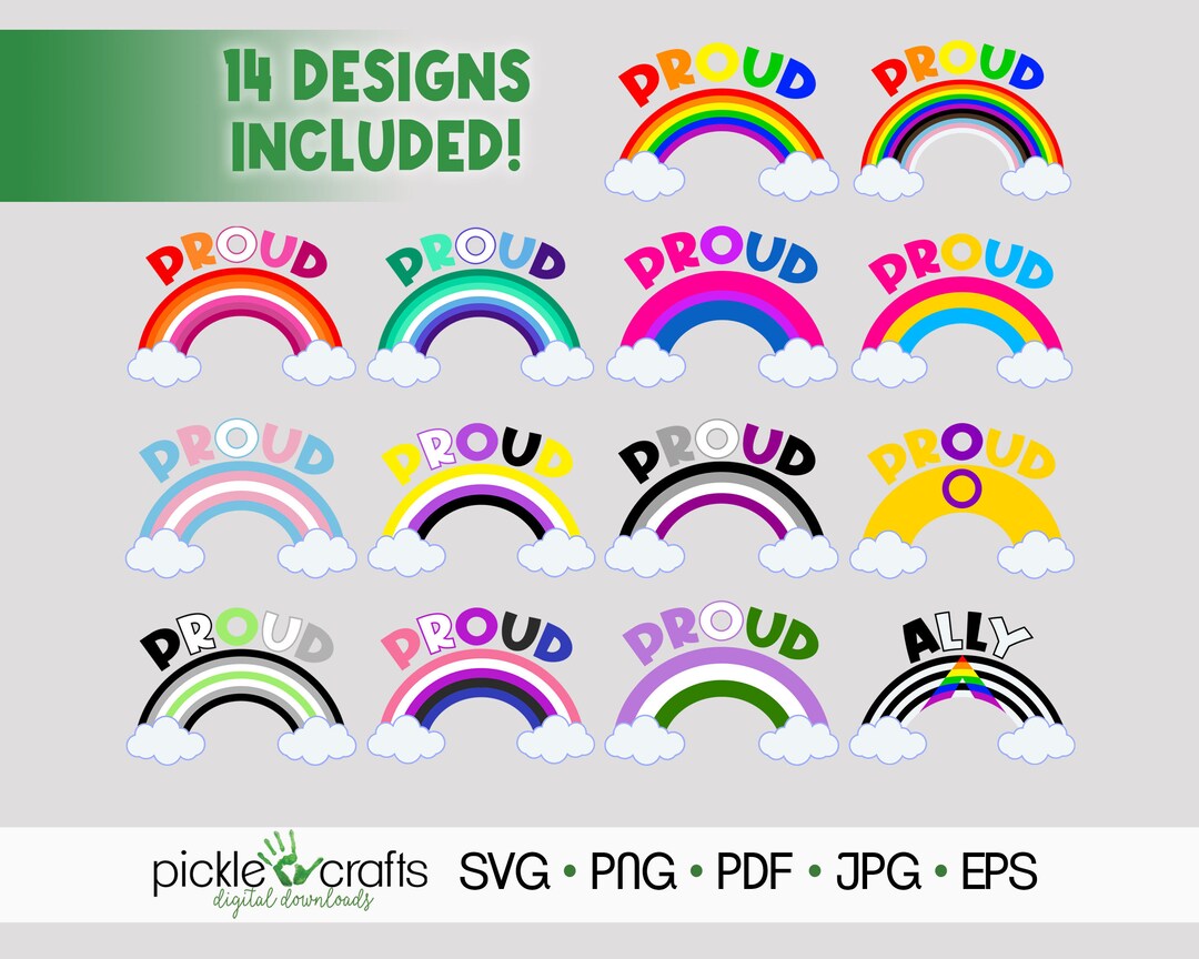 Rainbow Gay Pride LGBTQ Bundle SVG PNG Digital Cut File Iron on ...